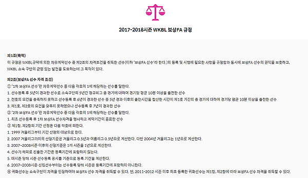 [WKBL 20년] ② 선수 권리 침해하는 FA제도의 개정